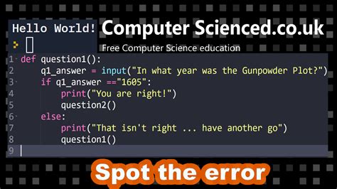 Python Coding Errors Computer Scienced