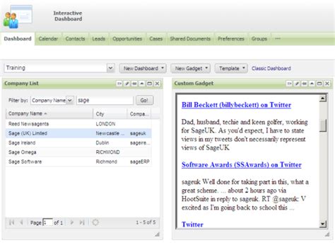 Creating A Simple Custom Gadget Sage Crm Hints Tips And Tricks