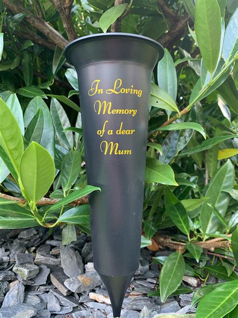 Mum Memorial Plastic Black Flower Vase Grave Crem Spike Vase Pot Rem