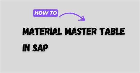 Material Master Table In Sap Using Sql Tables In Sap