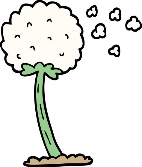 Hand Drawn Doodle Style Cartoon Dandelion Blowing In Wind 12408322