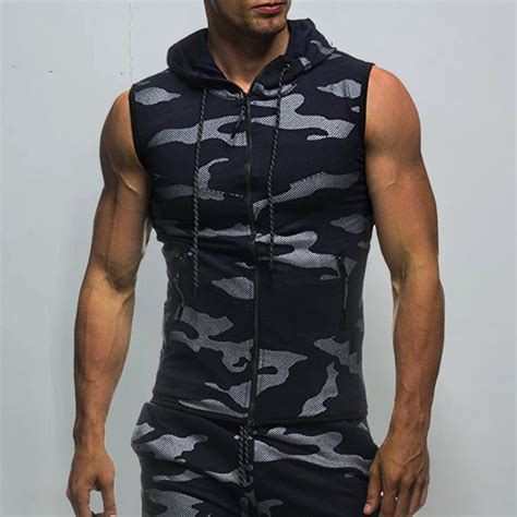 Camouflage Sleeveless Hooded Vest Helloice Apparel