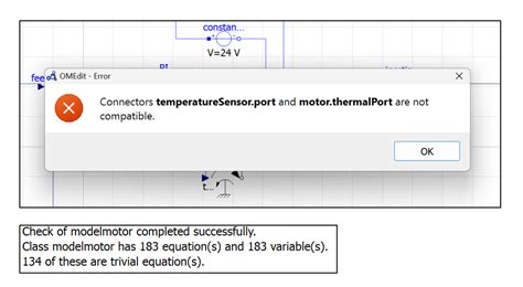 Modelica Issue With Adding A Temperature Sensor To DCPM Motor Model
