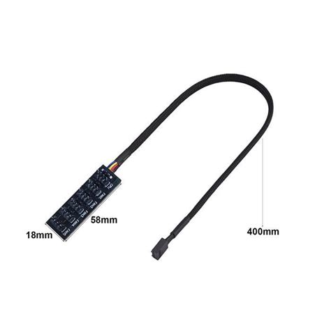 li pwm fan hub hub for 4 pin pwm fans 6 voies noir tressé câble d