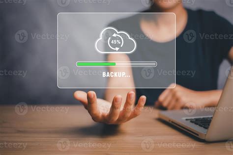 Backup Storage Data Internet Technology Business Concept Person Hand Holding Backup Icon On