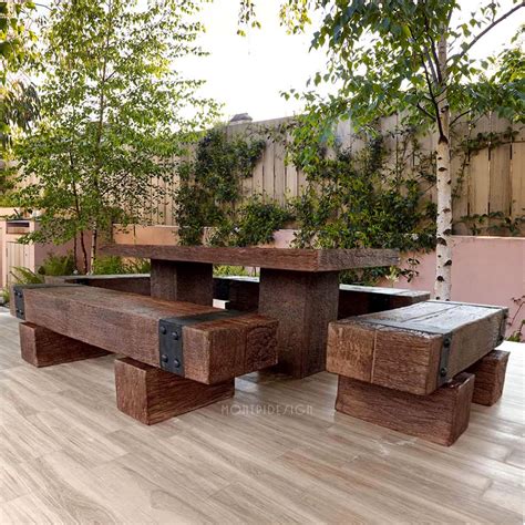 Montri Design ชุดโต๊ะสนามปูนลายไม้ รุ่น Ff03 ขนาด 180 90 Cm ภาคเหนือ สีน้ำตาล 3ชุด Thaipick