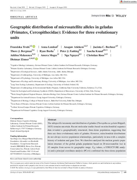 Pdf Geographic Distribution Of Microsatellite Alleles In Geladas Primates Cercopithecidae