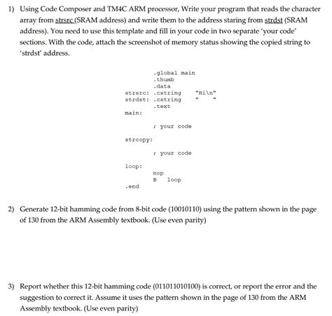 1 Using Code Composer And Tm4c Arm Processor Write