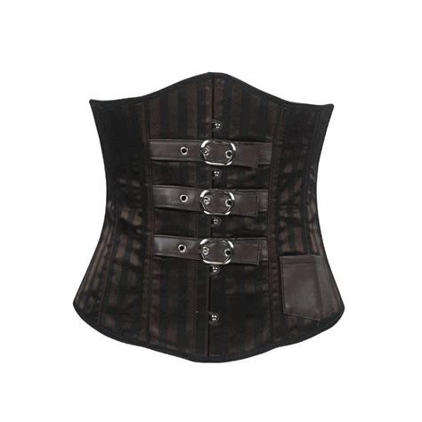 Steel Boned Underbust Corset Striped With Buckles