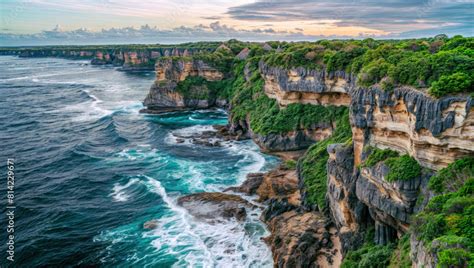 Beautiful Seascape With Cliffs And Sea Sunset Scenic Journey Paradise