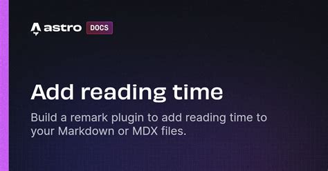Add Reading Time Docs