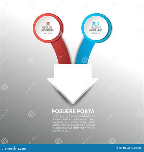 Two Arrows Merging Into One Point Infographics Chart Scheme Stock