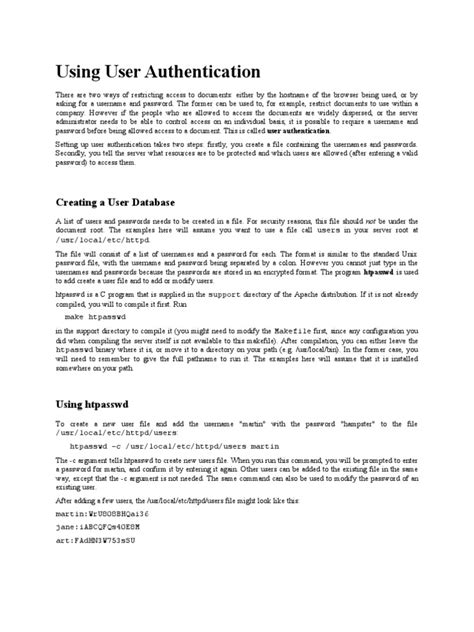 User Auth Restrict Access Docs Less Than 40 Pdf Password User