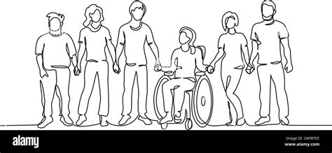 Group Of People Hold Hands Friends Together With Disabled One