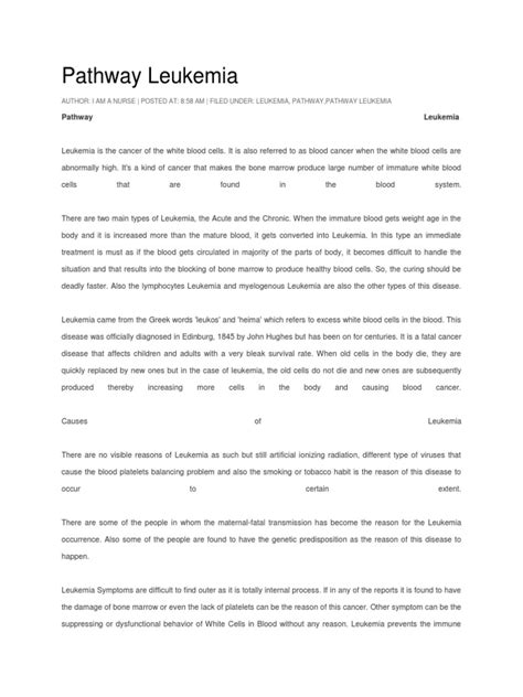 Pathway Leukemia Pdf Leukemia Cancer