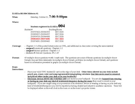 Ec Midterm Info Fall Ec A Midterm When Saturday October