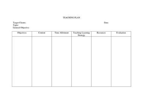 Nursing Teaching Plan Template