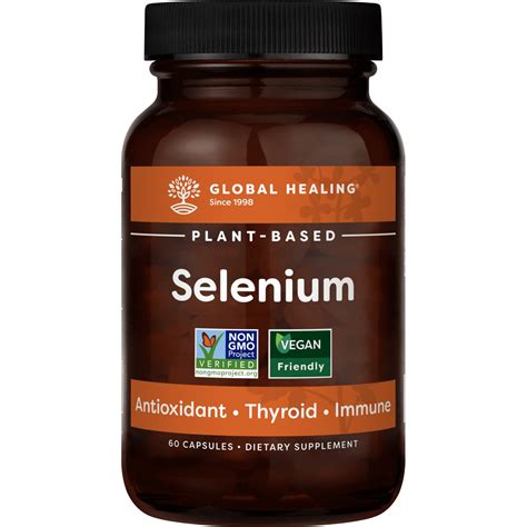 Global Healing Mustard Seed Selenium Vitamin Supplement For Thyroid Support 200 Mcg Capsules