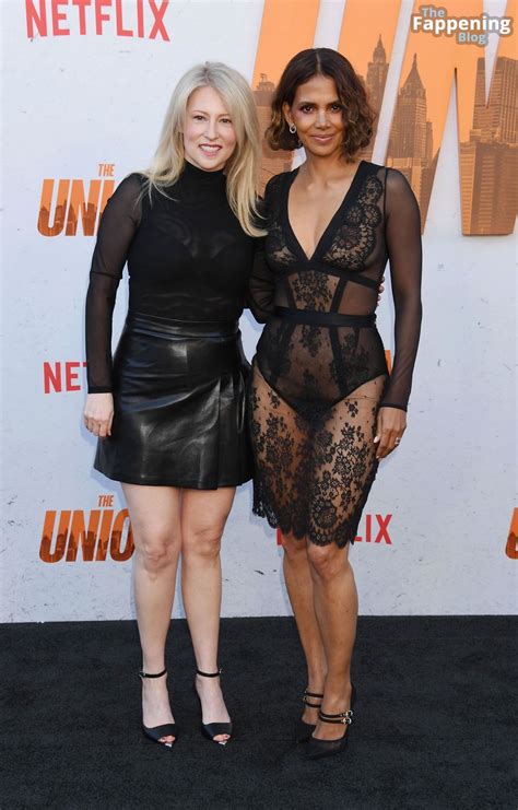 Halle Berry Looks Hot In A See Through Lace Dress At The Premiere Of