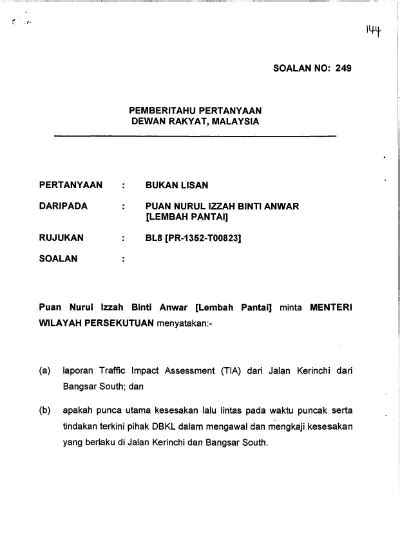 Pemberitahupertanyaan Dewanrakyat Malaysia Puan Nurul Izzah Binti