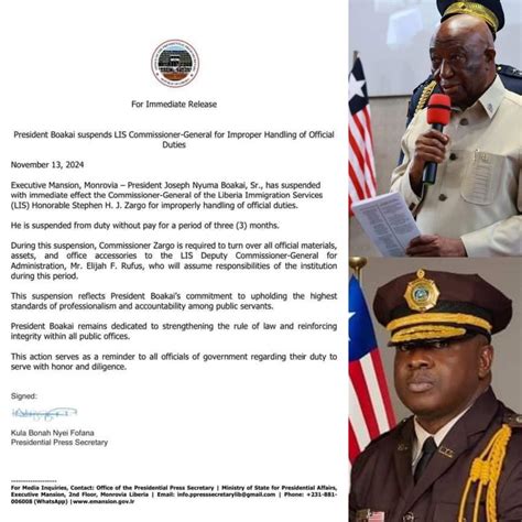 Montserrado President Joseph N Boakai Suspends Liberia Immigration