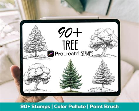 Procreate Tree Stamps Tree Brushes Tree Procreate Stamps Tree For Digital Artist