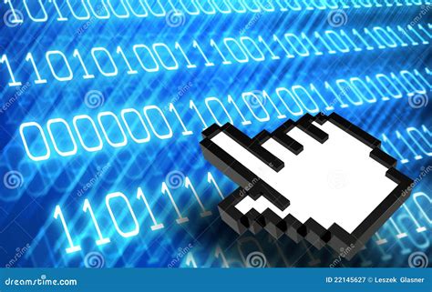 3d Abstract Binary Code With Hand Icon Stock Illustration