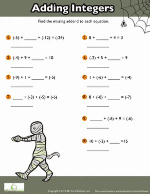 Adding Positive And Negative Numbers Worksheet