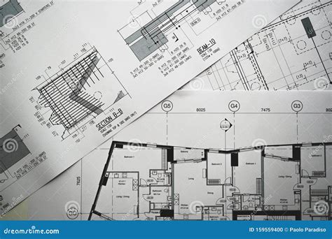 Detaljerad Bild Av Arkitektoniska Och Strukturella Ritningar Arkivfoto Bild Av Skissning