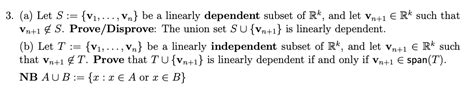 Solved A Let S V Vn Be A Linearly Dependent Chegg