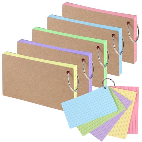 100 Pack Colored Ruled Index Cards 3x5 Inch Double Sided Flashcards