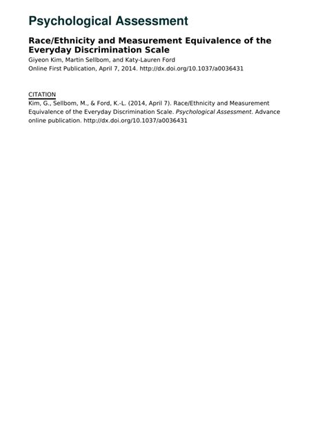 PDF Race Ethnicity And Measurement Equivalence Of The Everyday