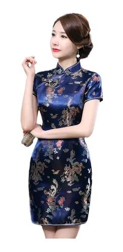 Vestido Tradicional Chino Qipao Cheongsam Cheongsam Corto Cuotas sin interés