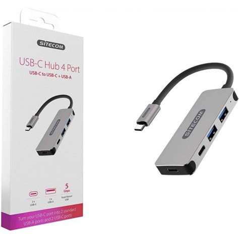 Hub Sitecom Usb C Macho A 4 Puertos 2x Usb 31 2x Usb C 31 Guanxe