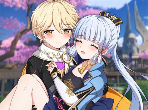 Ayaka Being Princess Carried By Aether Aeyaka By Midori Rayakamains