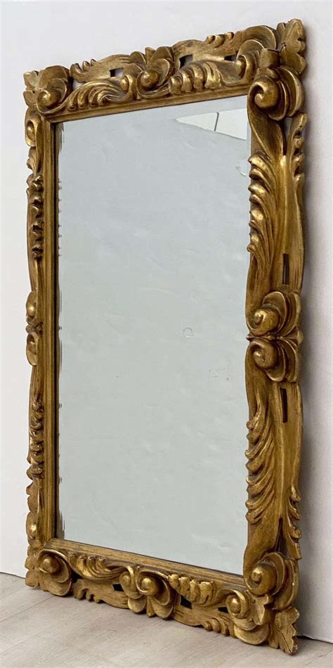 Italian Rococo Rectangular Beveled Mirror With Carved Gilt Frame 29 X