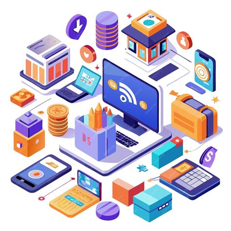 Isometric Illustration Of Various Objects And Symbols Related To