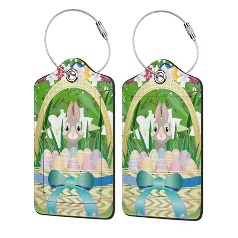 Disketp 1 Luggage Tag For Suitcasegraphic Easter Easter Basket Leather Baggage Tag With