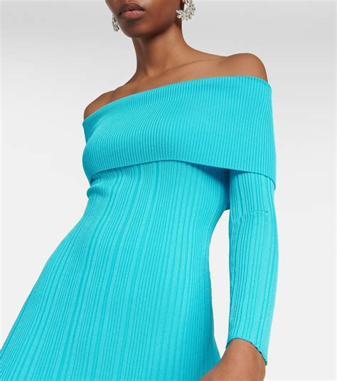 Self Portrait Off Shoulder Ribbed Knit Maxi Dress Self Portrait