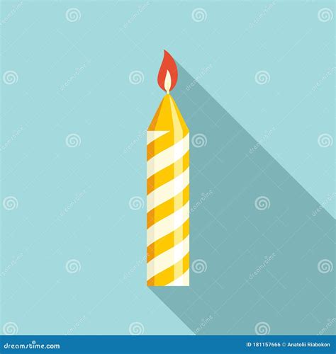 Burning Birthday Candle Icon Flat Style Stock Vector Illustration Of