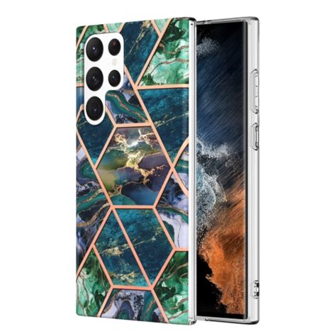 삼성 갤럭시 S23 울트라 5g 전기 도금 Imd 접합 양면 대리석 Tpu 전화 케이스블루 그린