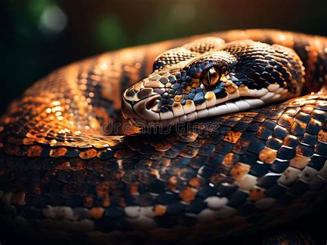 Detailed Closeup Of Python Wrapped Around Human Generative Ai Stock