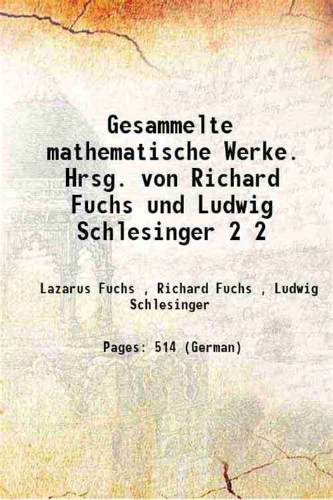 Gesammelte Mathematische Werke Hrsg Von Richard Fuchs Und Ludwig