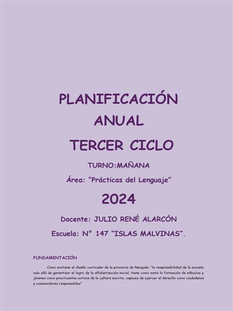 Planificación Anual Lengua 6to Grado Escuela 147 Pdf Comunicación