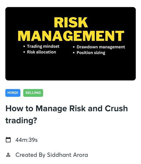 trade with sidharth how to manage risk and crush trading course the