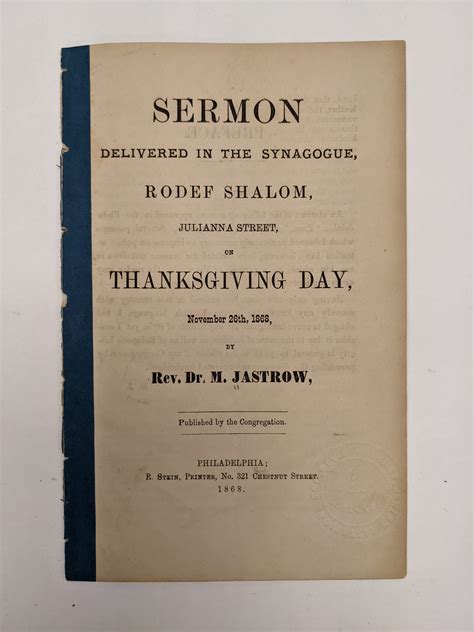 The Conservation Of Thanksgiving Sermons American Jewish Historical
