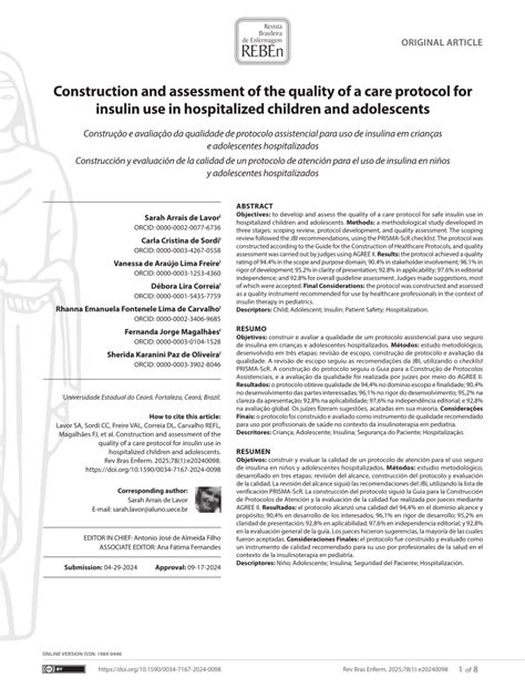 Pdf Construction And Assessment Of The Quality Of A Care Protocol For