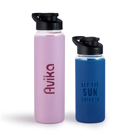 Personalized Glass Water Bottle With Silicone Sleeve Stylish 750ml