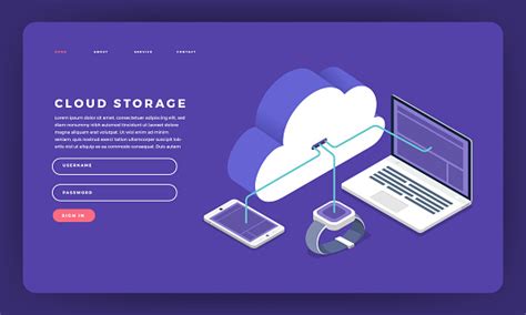 Situs Web Desain Mockup Desain Datar Konsep Teknologi Komputasi Awan