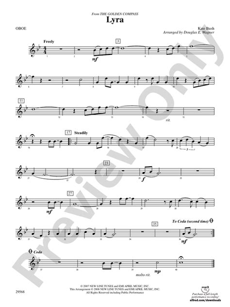 Lyra From The Golden Compass Oboe Oboe Part Digital Sheet Music